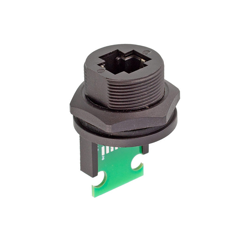 Conector impermeabil IP67 cu priză PCB RJ45 mamă cu montare în spate ...